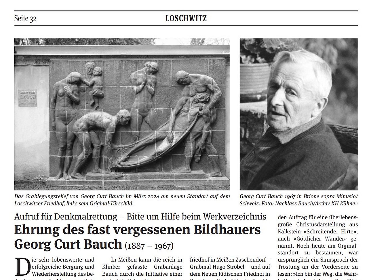 Ehrung des fast vergessenen Bildhauers Georg Curt Bauch (1887 - 1967 ...